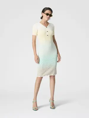 Missoni Midi Dress In Cotton And Viscose Chevron Dégrad - Multicoloured