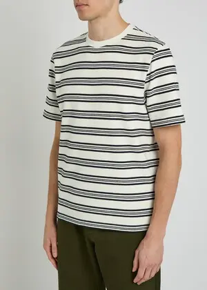 WAX LONDON Dean Striped Textured Cotton T-shirt