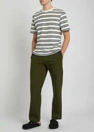 WAX LONDON Dean Striped Textured Cotton T-shirt