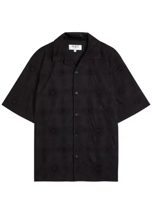 WAX LONDON Didcot Embroidered Cotton Shirt - Black
