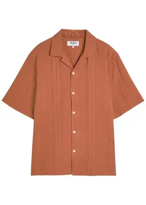 WAX LONDON Didcot Seersucker Shirt - Orange