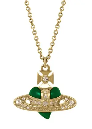VIVIENNE WESTWOOD New Diamante Heart Necklace - Green