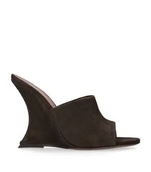 Paris Texas Suede Nina Wedge Mules 105