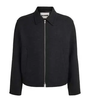 JIL SANDER Virgin Wool Bomber Jacket - Black