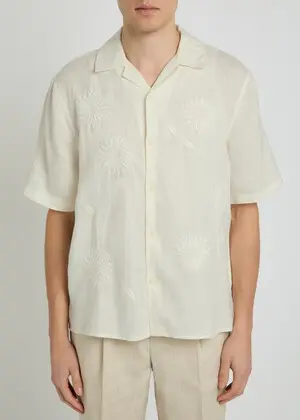 WAX LONDON Didcot Floral-embroidered Linen Shirt