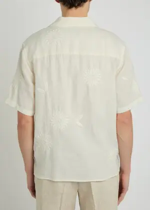 WAX LONDON Didcot Floral-embroidered Linen Shirt