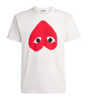 Play Comme Des Garcon Cotton Upside Down Heart T-shirt - White