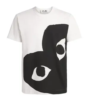 Play Comme Des Garcon Cotton Bottom Corner Heart T-shirt - White