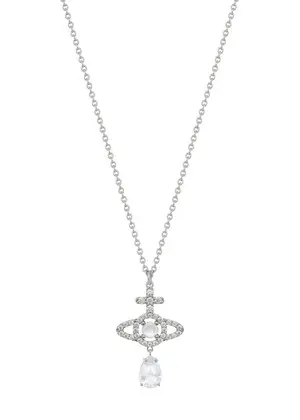 VIVIENNE WESTWOOD Olympia Pavé Drop Pendant Necklace - Silver