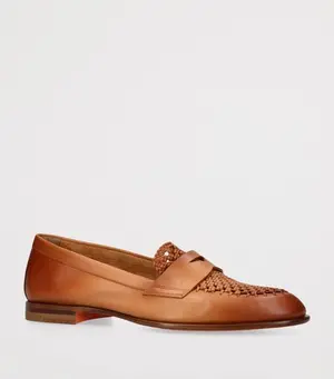 Santoni Leather Loafers - Beige