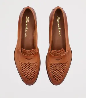 Santoni Leather Loafers - Beige