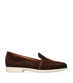 Santoni Suede Malibu Loafers - Brown