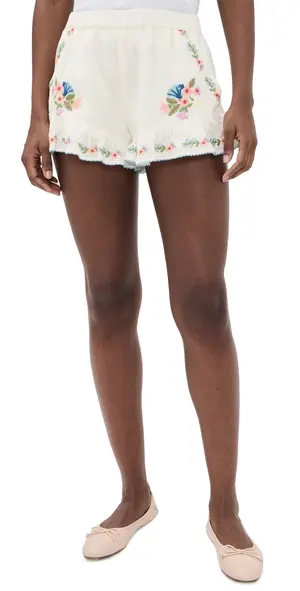 Show Me Your Mumu Cannes Shorts - Wild Meadow Embroidery