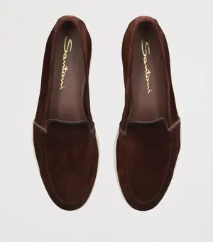 Santoni Suede Loafers - Brown