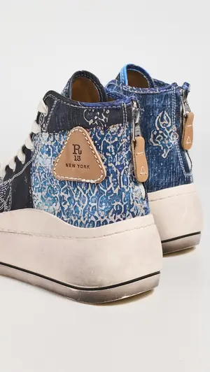 R13 Kurt High Top Sneakers - Blue Bandana Print
