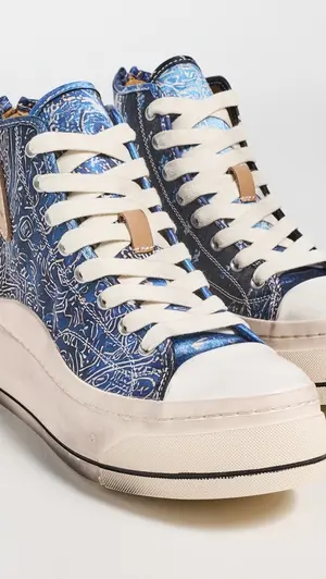 R13 Kurt High Top Sneakers - Blue Bandana Print