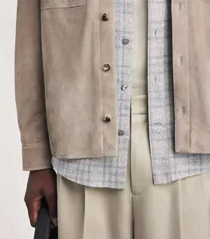 Agnona Suede Overshirt - Grey