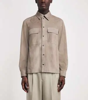 Agnona Suede Overshirt - Grey