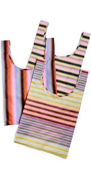 Baggu Ombré Stripe Ripstop Standard Set Of 3 Shopper Bags - Gradient Stripe