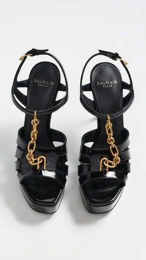 Balmain Sync Platform Sandals In Patent Lambskin - 0pa Noir