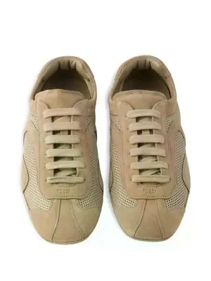 Prada Montecarlo Re-edition 2005 Suede And Mesh Sneakers - Neutrals
