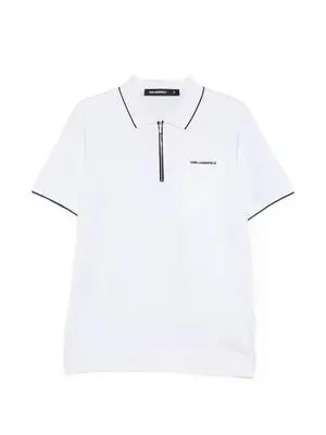 Karl Lagerfeld Zip-front Polo Shirt - White