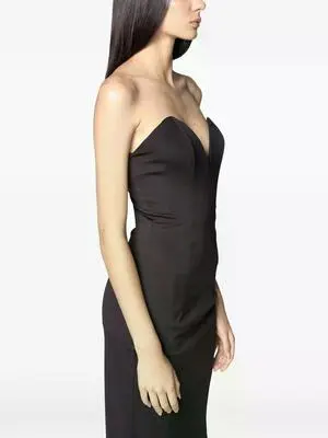 TWENTY FOURHAITCH V-neck Slit Midi Dress - Black