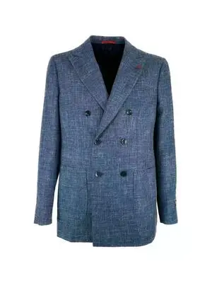 Isaia Double-breasted Jacket - Blue