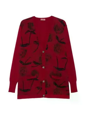 ROMEO GIGLI 1990s Floral Cardigan - Red
