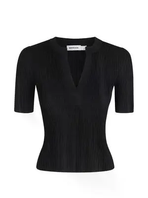 Simkhai Miley V-neck Ribbed Top - Black