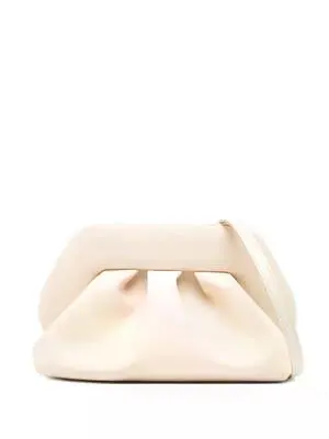 THEMOIRE Medium Bios Ruched-detail Clutch Bag - Neutrals