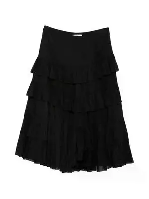 Prada 2000s Tiered Skirt - Black