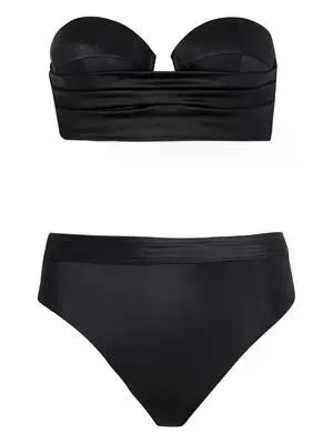 Balmain Ruched Bikini - Black