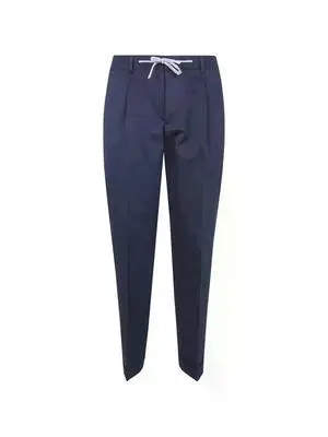 BARBA NAPOLI Roma Drawstring Pleated Trousers - Blue