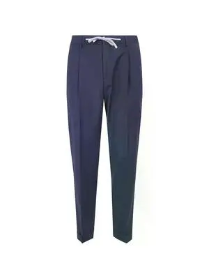 BARBA NAPOLI Roma Drawstring Pleated Trousers - Blue