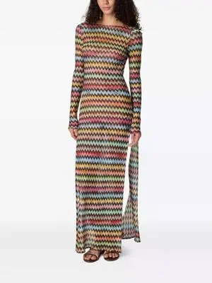 Missoni Long-sleeve Zigzag-pattern Beach Dress