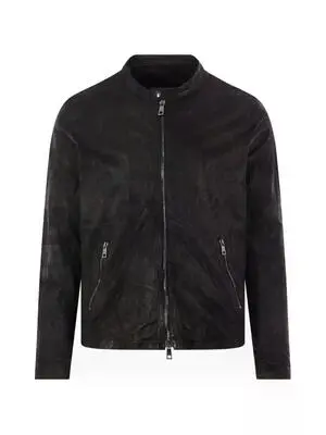 GIORGIO BRATO Zipped Leather Biker Jacket - Black