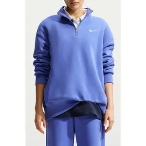 Nike Sportswear Phoenix Oversize Fleece Quarter Zip Top - 460 Light Medium Blue/sail