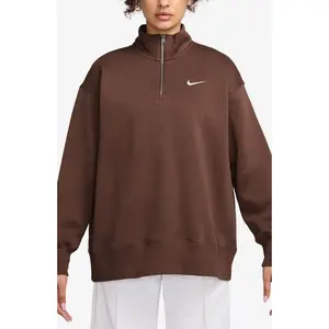 Nike Sportswear Phoenix Oversize Fleece Quarter Zip Top - Fauna Brown/sail