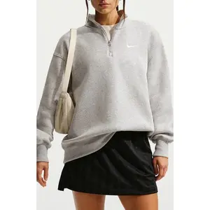 Nike Sportswear Phoenix Oversize Fleece Quarter Zip Top - Pure Platinum/heather/sail