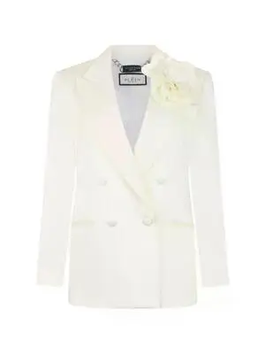 Philipp Plein Double-breasted Flower-embellished Blazer - Neutrals
