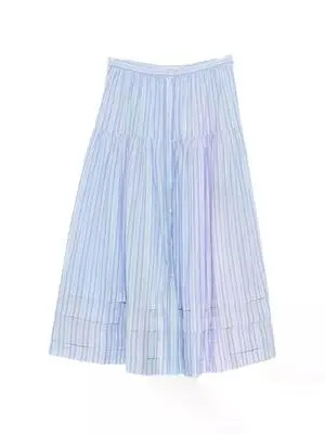 DÔEN Striped Tiered Midi Skirt - Blue