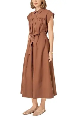 English Factory Belted Short Sleeve Shirtdress