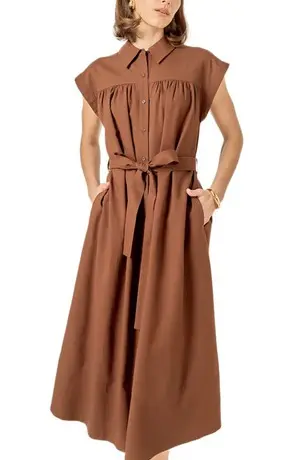 English Factory Belted Short Sleeve Shirtdress