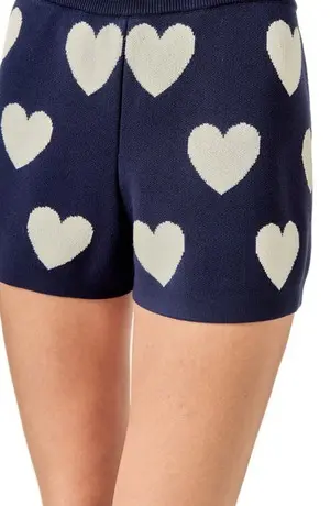 English Factory Heart Pattern Sweater Shorts