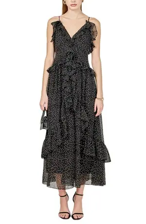 Endless Rose Dot Ruffle Sleeveless Maxi Dress