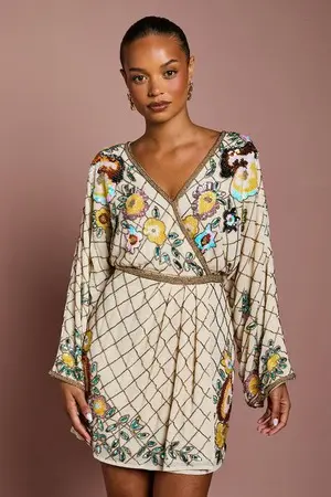 Coast Petite Embellished Wrap Mini Dress