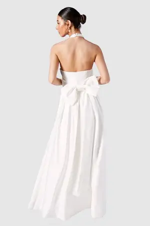 Coast Satin Halterneck Maxi Dress With Bow Detail