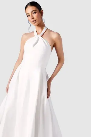 Coast Satin Halterneck Maxi Dress With Bow Detail