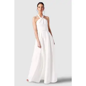Coast Satin Halterneck Maxi Dress With Bow Detail - Ivory